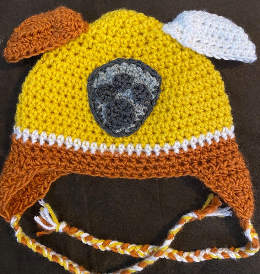 paw patrol rubble hat - DIY From Home Crochet